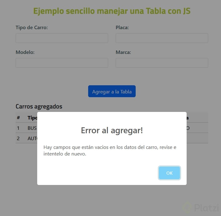 Ejemplo Sencillo Manejar Una Tabla Con Javascript